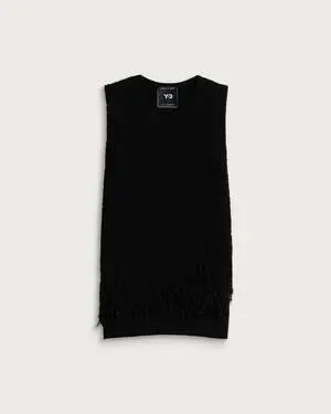 Y3 Knit Fringe Vest - Black