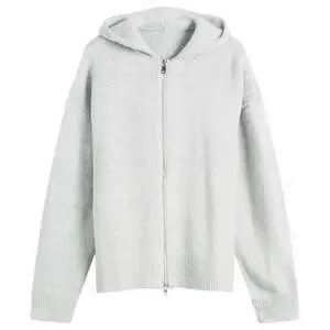 MKI MIYUKI ZOKU Mohair Blend Knit Zip Hoodie - Light Grey