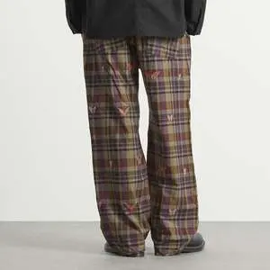 Needles Embroidered Madras Plaid Easy Pants