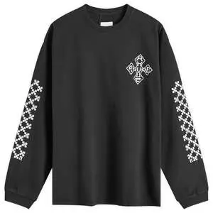 Rhude Corss Logo Long Sleeve T-shirt - Black