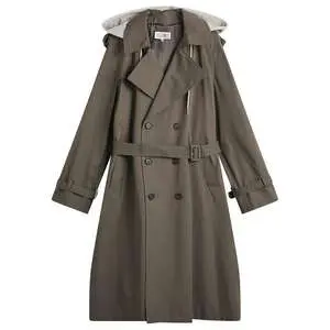 MAISON MARGIELA Trench Coat With Detachable Hood Jacket - Grey