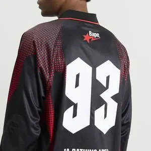 A BATHING APE Flame Monogram Long Sleeve Football Jersey