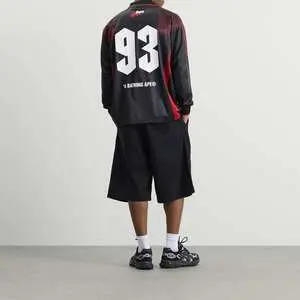 A BATHING APE Flame Monogram Long Sleeve Football Jersey