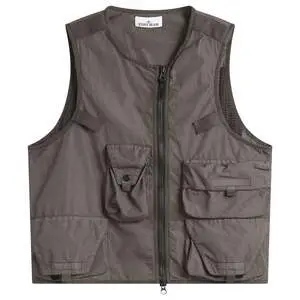 Stone Island Cotton Nylon Micro Ripstop Utility Vest Jacket - Charcoal