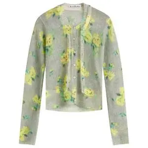 Acne Studios Kahoo Printed Overwashed Mohair Cardigan