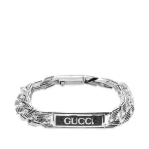 Gucci Tag Enamel Bracelet - Silver/black