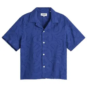 WAX LONDON Curzon Jacquard Vacation Shirt - Blue