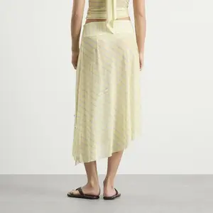 HOUSE OF SUNNY Striped Mesh Asymmetric Skirt