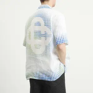 Casablanca Pills Cuban Collar Linen Shorts Sleeve Shirt