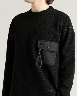 AND WANDER Re Wool Jq Crew Sweatshirt - Black
