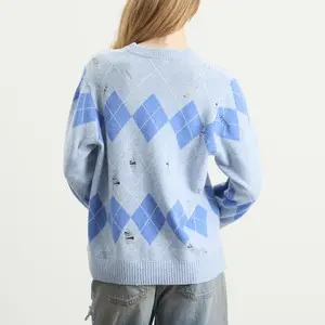 CHARLES JEFFREY Distressed Argyle Jumper