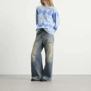 CHARLES JEFFREY Distressed Argyle Jumper
