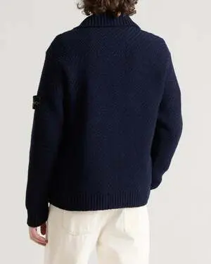 Stone Island Basket Stitch Lambswool Cardigan