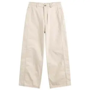 AMI Paris Off-white Cotton Twill Wide Fit Trousers