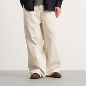 AMI Paris Off-white Cotton Twill Wide Fit Trousers