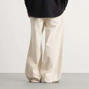 AMI Paris Off-white Cotton Twill Wide Fit Trousers