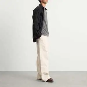 AMI Paris Off-white Cotton Twill Wide Fit Trousers