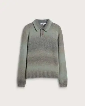 PALMES Alpaca Longsleeve Knit Polo - Blue