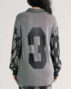 PAOLINA RUSSO Illusion Knit Long Sleeve Polo