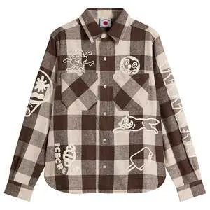 ICECREAM Multi Logo Check Ls Shirt - Brown