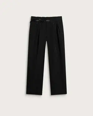 AND WANDER Light Cloth Wide Trousers - Black