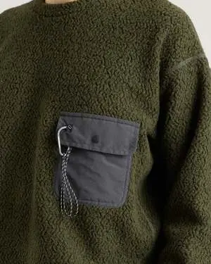 AND WANDER Re Wool Jq Crew Sweatshirt - Khaki