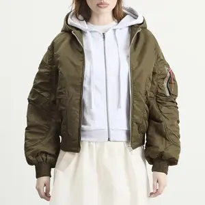 PEACHY DEN The Penny Flight Jacket - Moss