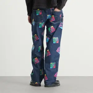 ICECREAM Running Dog Tile Loose Straight Jeans