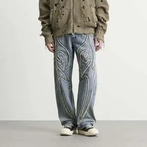 THUG CLUB Tribal Denim Jeans - Blue