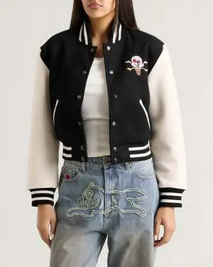 ICECREAM Cropped Varsity Jacket