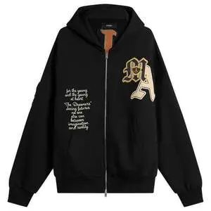 Amiri Varsity Patch Zip Hoodie - Black