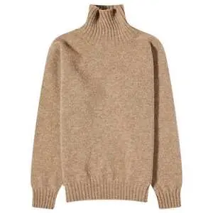 JAMIESON'S OF SHETLAND Roll Neck Knit Sweatshirt - Camel