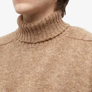 JAMIESON'S OF SHETLAND Roll Neck Knit Sweatshirt - Camel