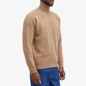 JAMIESON'S OF SHETLAND Roll Neck Knit Sweatshirt - Camel
