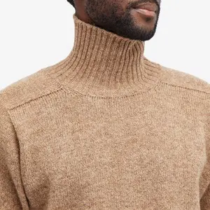 JAMIESON'S OF SHETLAND Roll Neck Knit Sweatshirt - Camel