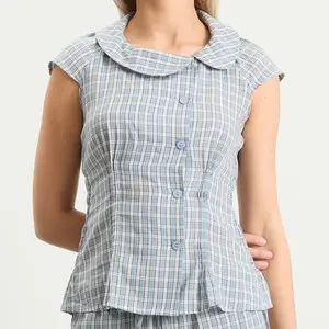 PEACHY DEN Missy Asymmetric Stretch Blouse Exclusive