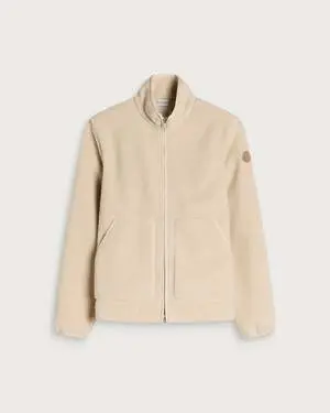 Moncler Zip Up Teddy Fleece Jacket - Beige