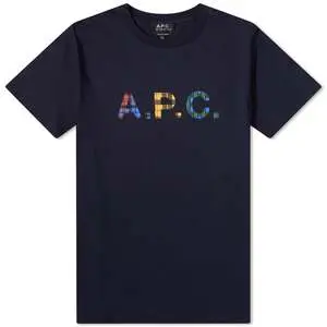 A.p.c. Derek Tartan Logo T-shirt - Dark Navy