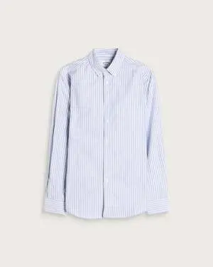 Portuguese Flannel Belavista Stripe Button Down Oxford Shirt - White/blue