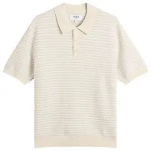 WAX LONDON Naples Mini Geo Knit Polo - Natural