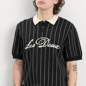 LES DEUX Pinstripe Knitted Polo