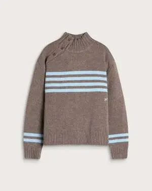 DAMSON MADDER Tallulah Button Detail Jumper - Mole/light Brown