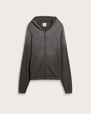 ROA Bee Sun Faded Organic Waffle Zip Hoodie - Graphite