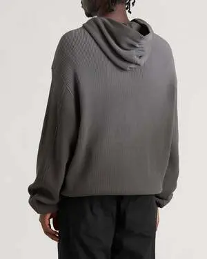 ROA Bee Sun Faded Organic Waffle Zip Hoodie - Graphite