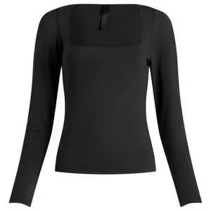 SKIMS Smooth Layers Square Neck Long Sleeve Top - Obsidian