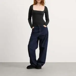 SKIMS Smooth Layers Square Neck Long Sleeve Top - Obsidian