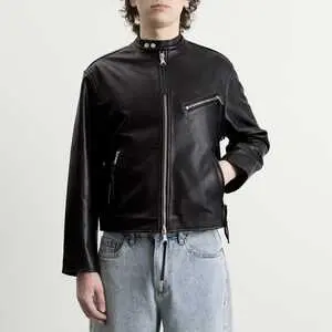 MKI MIYUKI ZOKU Cropped Leather Racer Jacket