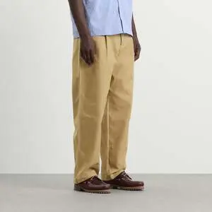 BOUND Wide Pleated Cotton Trousers