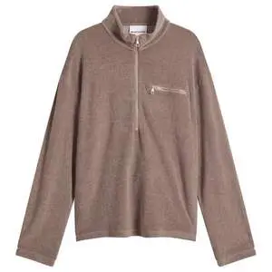 MKI MIYUKI ZOKU Towelling Quarter Zip Sweatshirt - Brown