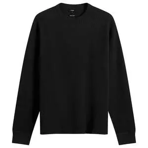 BEAMS Waffle Crew Neck Sweatshirt - Black
